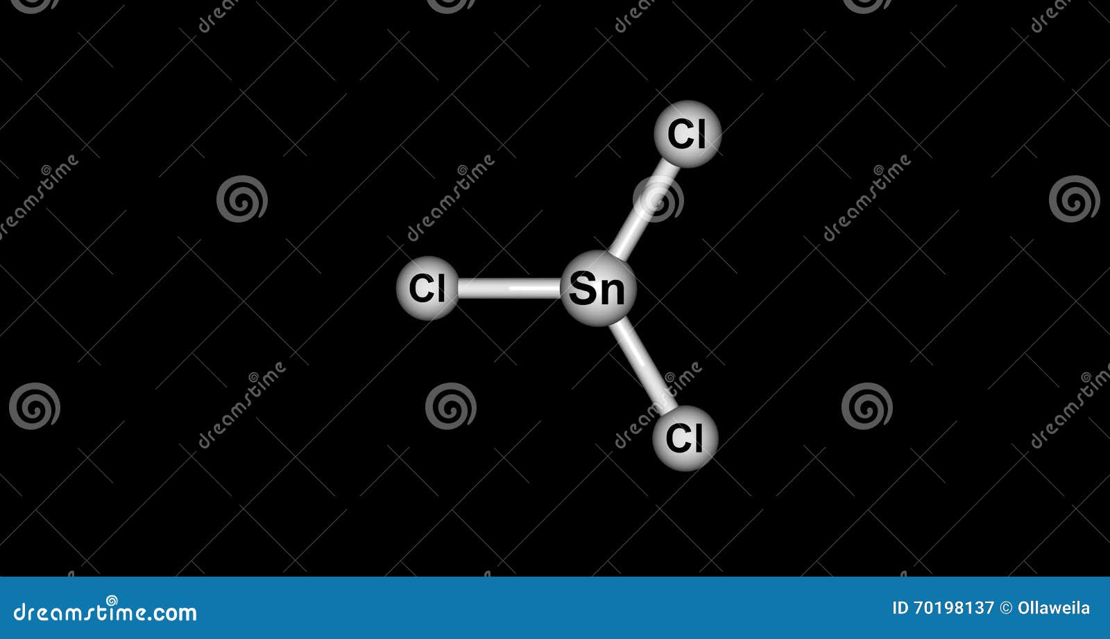 Tin Trichloride Molecular Structure Isolated on Black. 3d Illustration ...