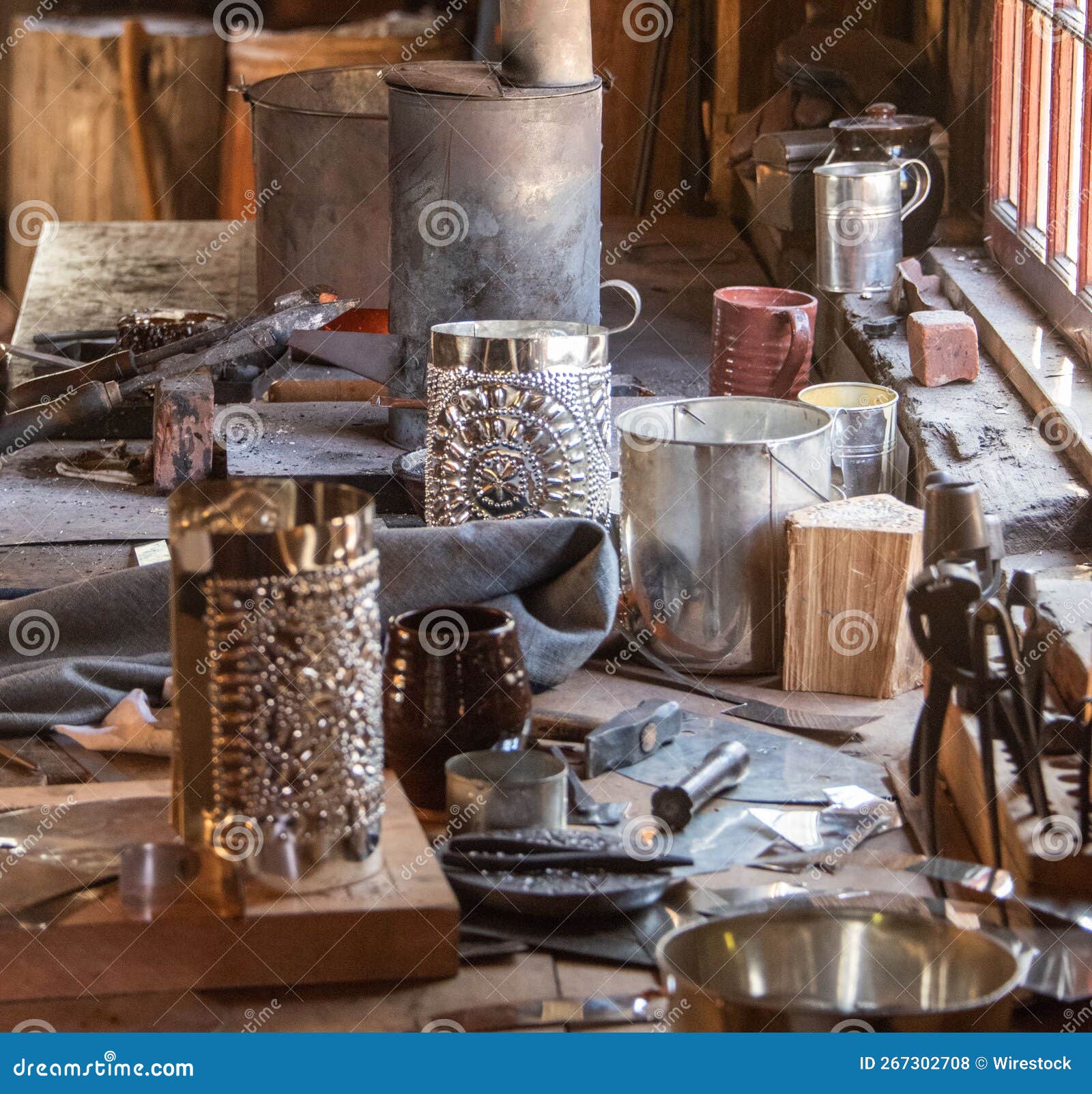 Tin Work Process in Old Sturbridge Village Stock Photo - Image of metal ...