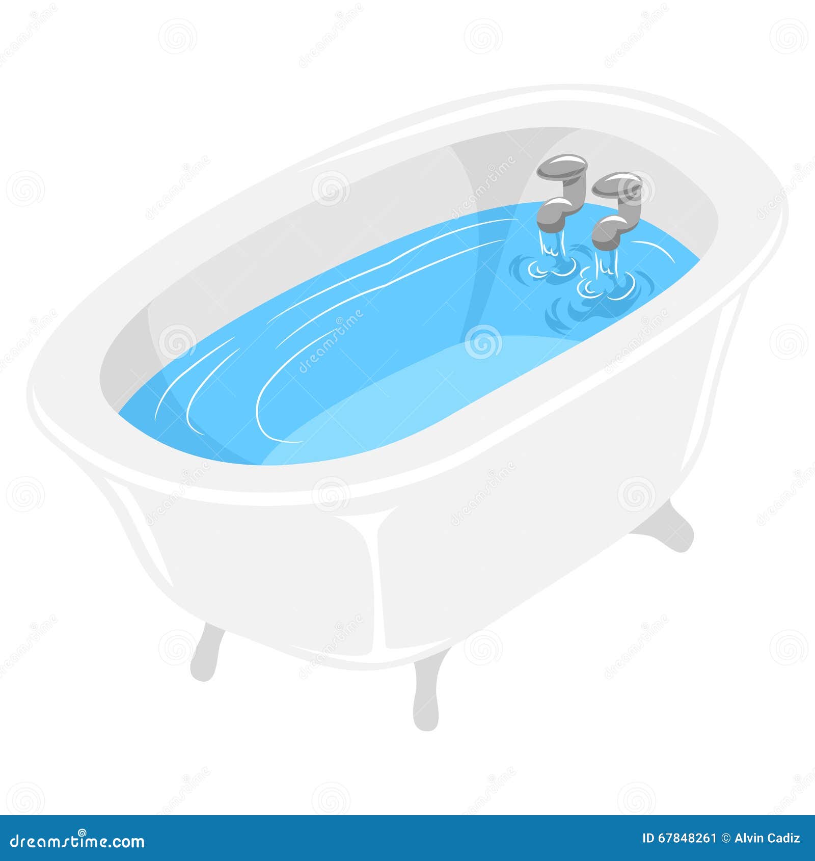 Tina De Baño Llenada De Agua Ilustración del Vector - Ilustración de ...