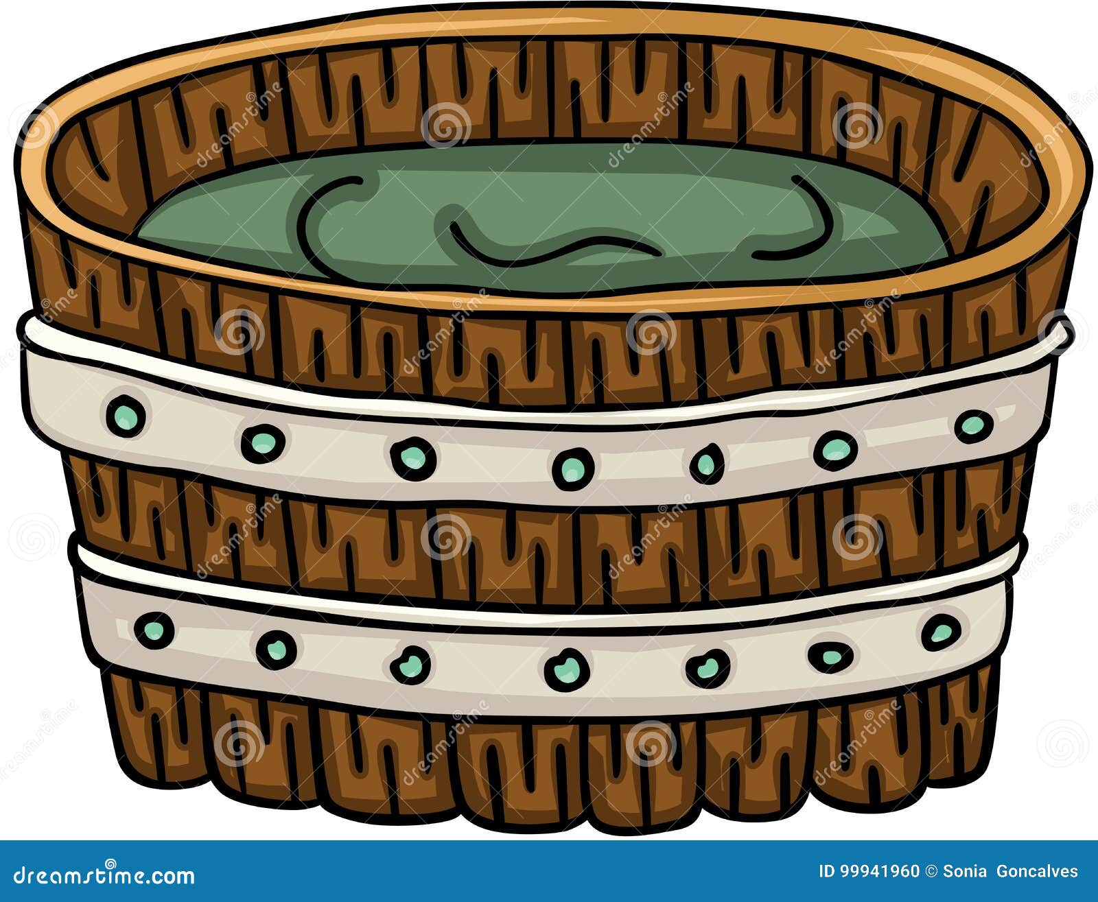 Tina De Madera Para Un Baño Ilustración del Vector - Ilustración de ...