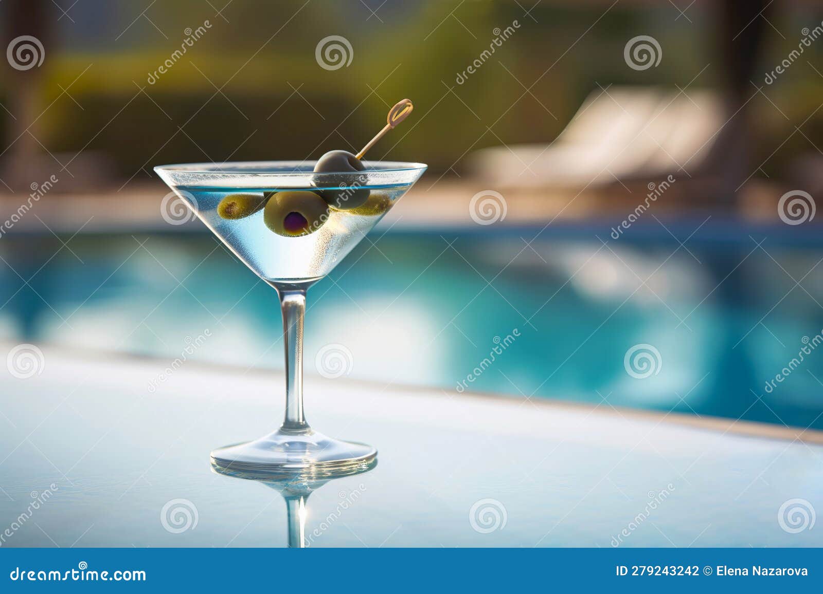 Tini Cocktail on Poolside by Pool. Generative AI Illustration Stock ...