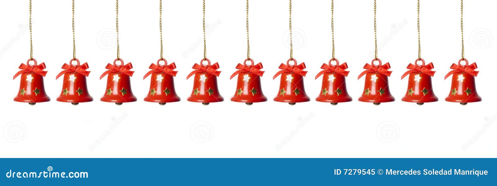 Tinkle Bells Hanging in a Row Stock Image - Image of holly, cord: 7279545