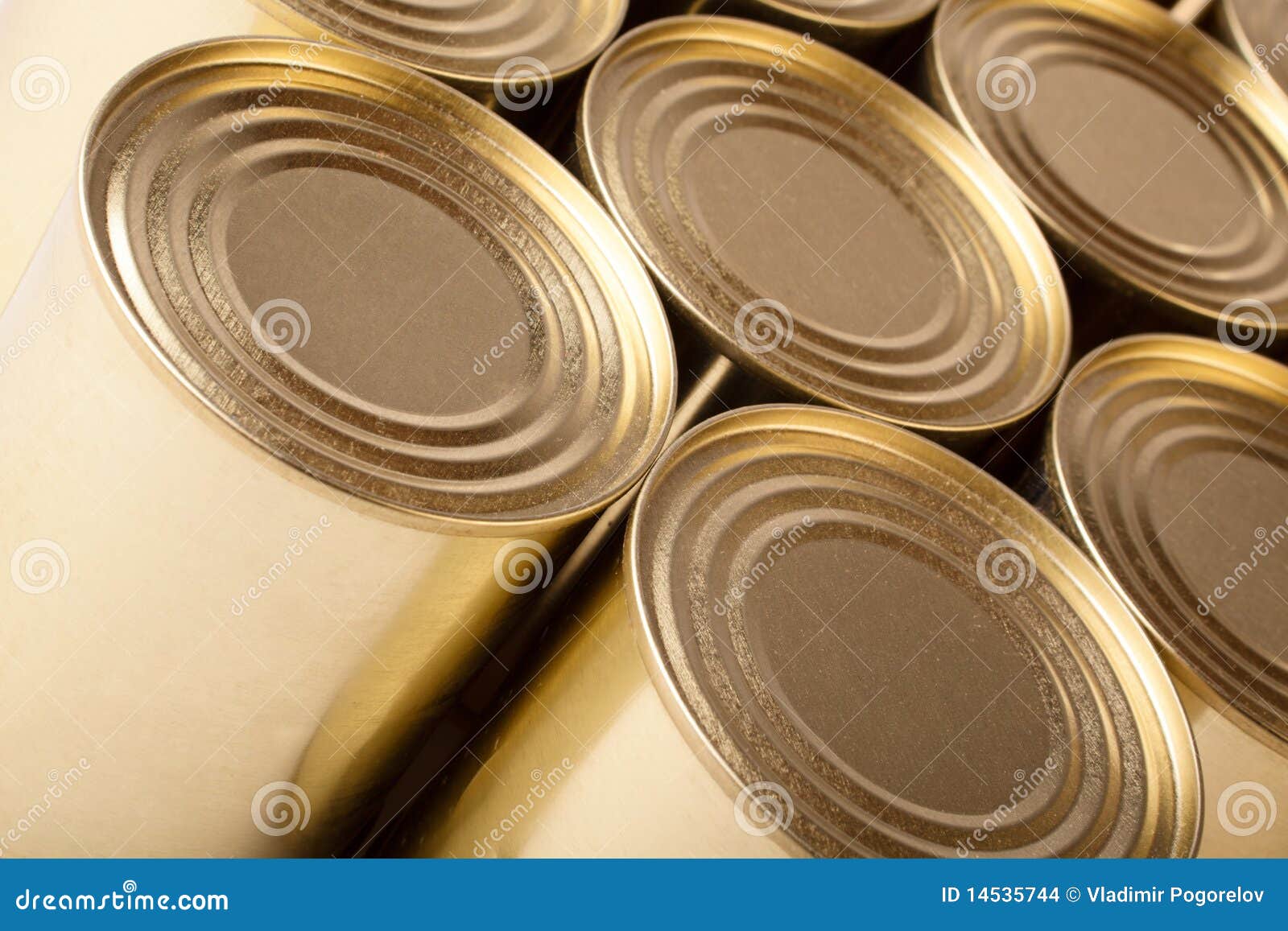 Tinned Food. Row of Metal Cans with No Label Stock Photo - Image of ...