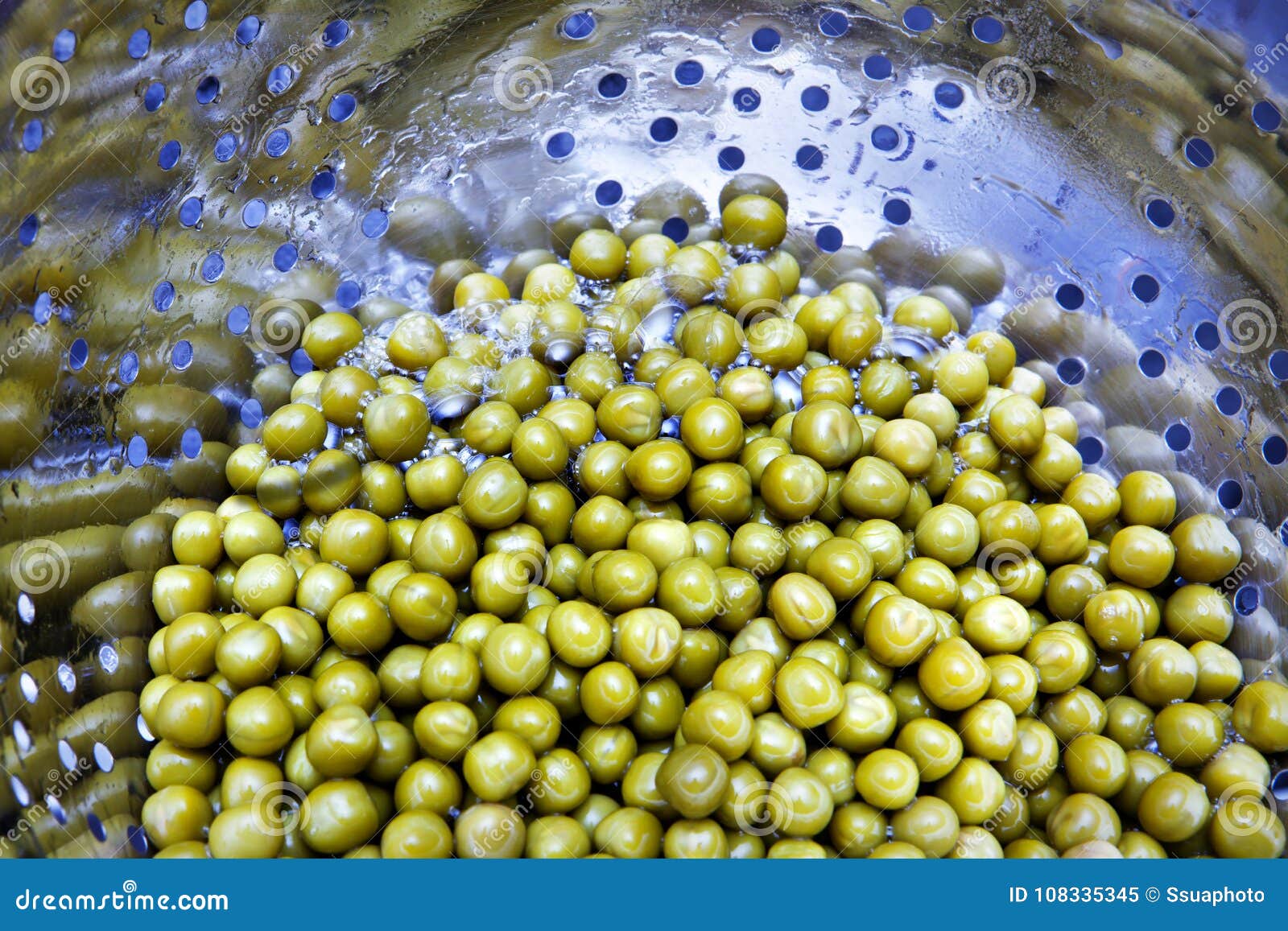 Tinned Green Peas In A Small Plate On White Background With Shadow ...