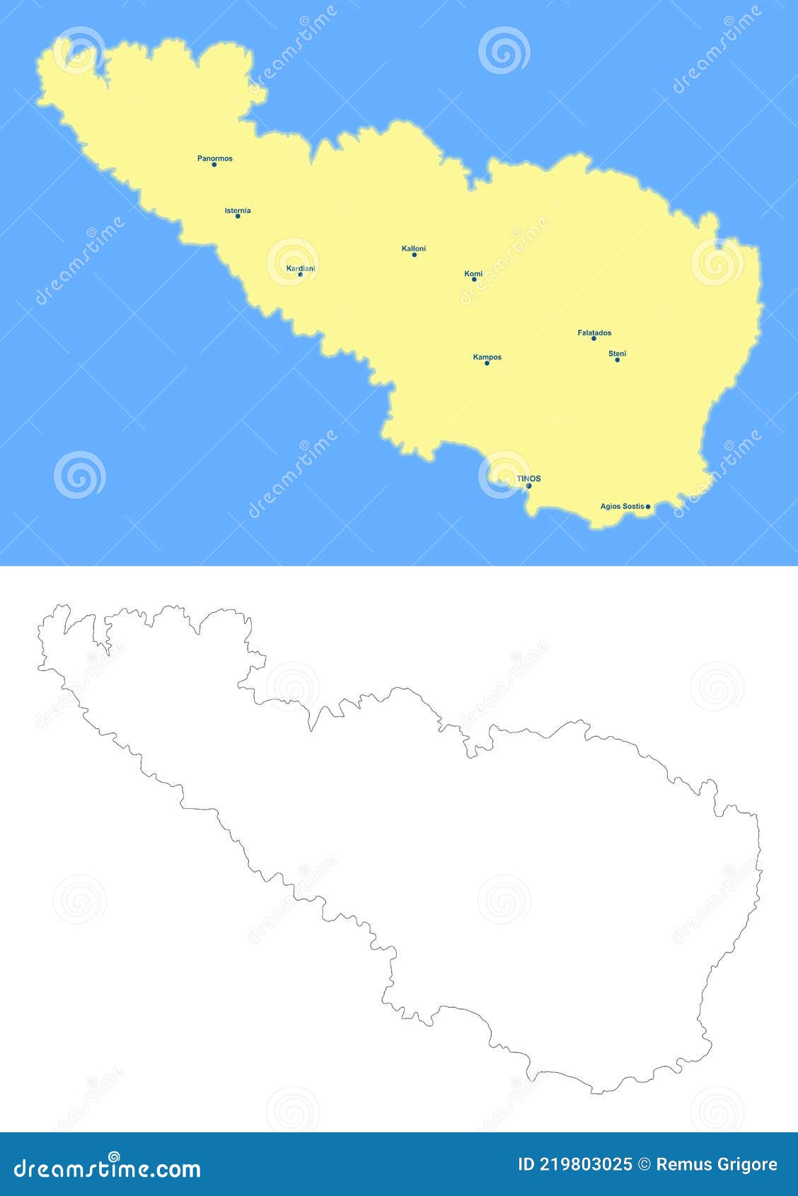 Tinos Island Map - Cdr Format Stock Vector - Illustration of education ...