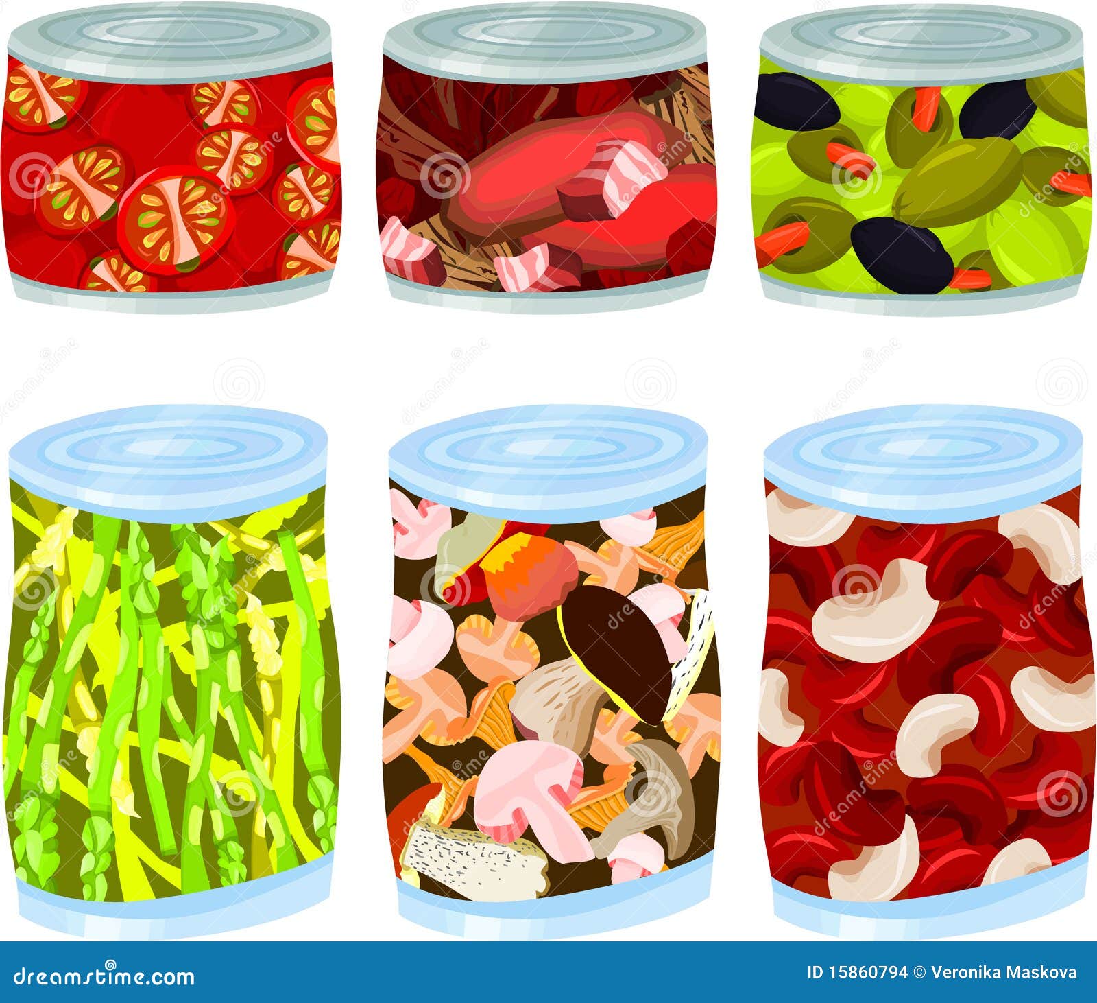 Tins of food stock vector. Illustration of metal, meat - 15860794