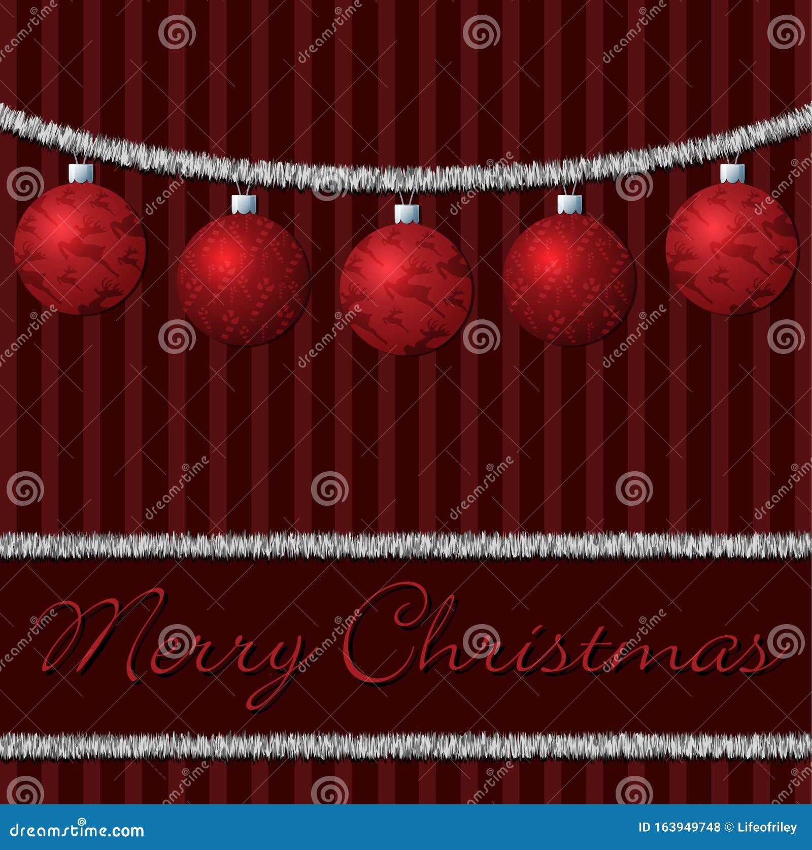 Bauble and Tinsel Christmas Card Stock Vector - Illustration of hang ...