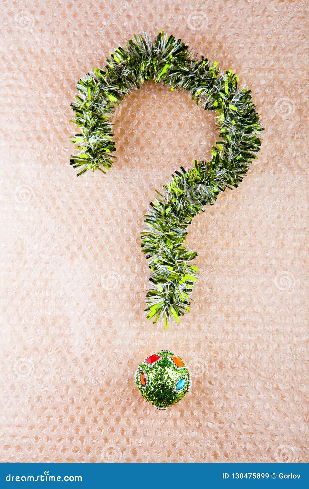 Tinsel Question Mark New Year Toy Ball Bubble Pack Stock Image - Image ...