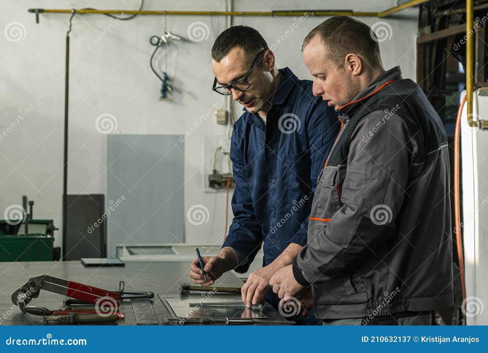 A Tinsmith and His Fellow Colleague Engineer Stock Image - Image of ...
