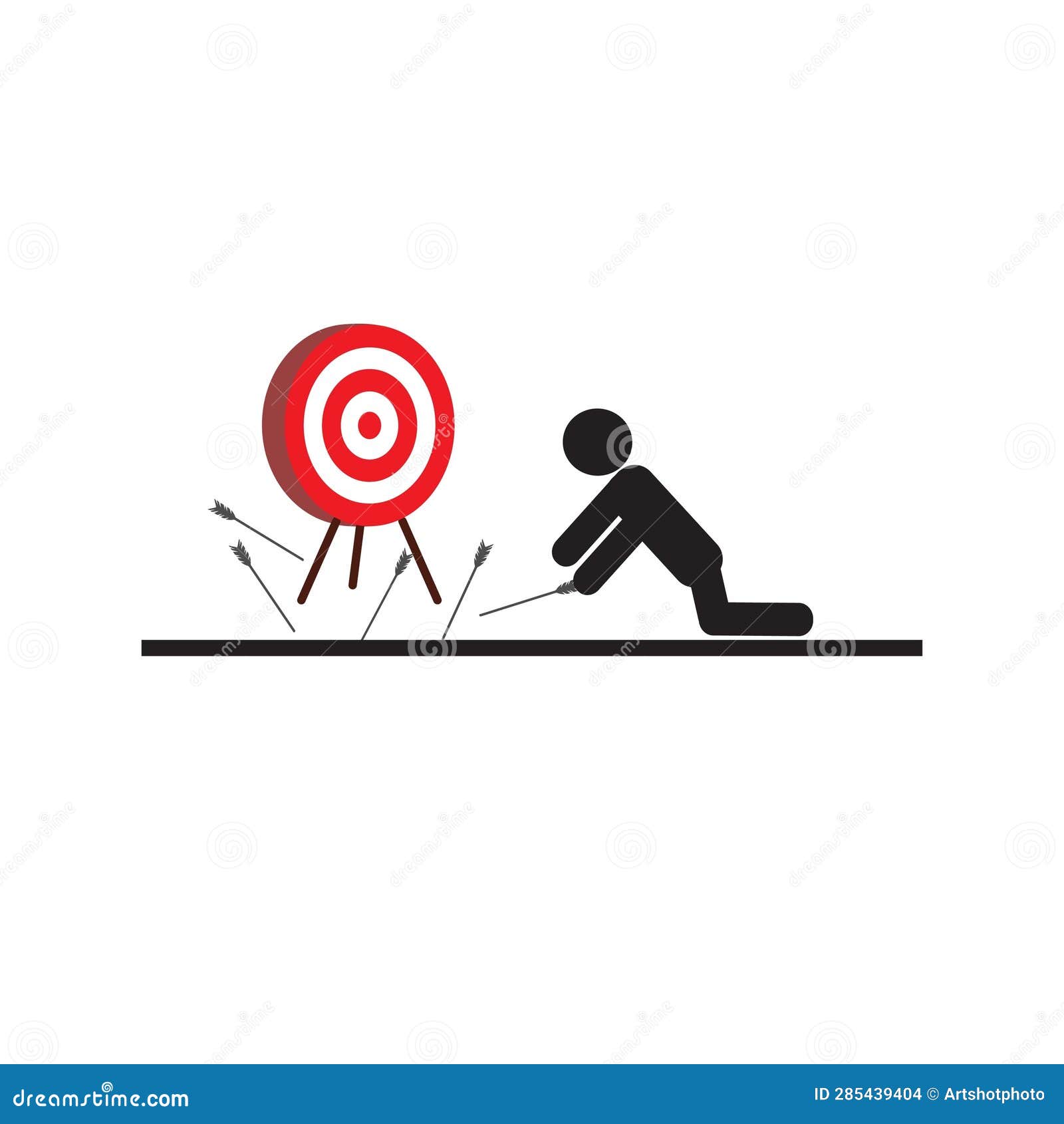 Silhouette of a Person Picking Up the Arrows that Missed the Target ...