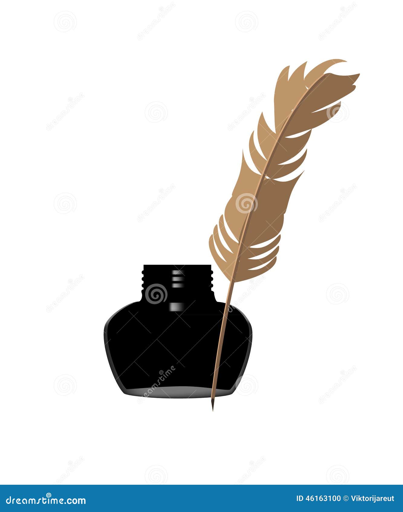 Tintero y feater ilustración del vector. Ilustración de vector - 46163100