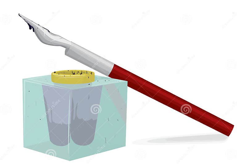 Tintero y pluma ilustración del vector. Ilustración de pluma - 67823080