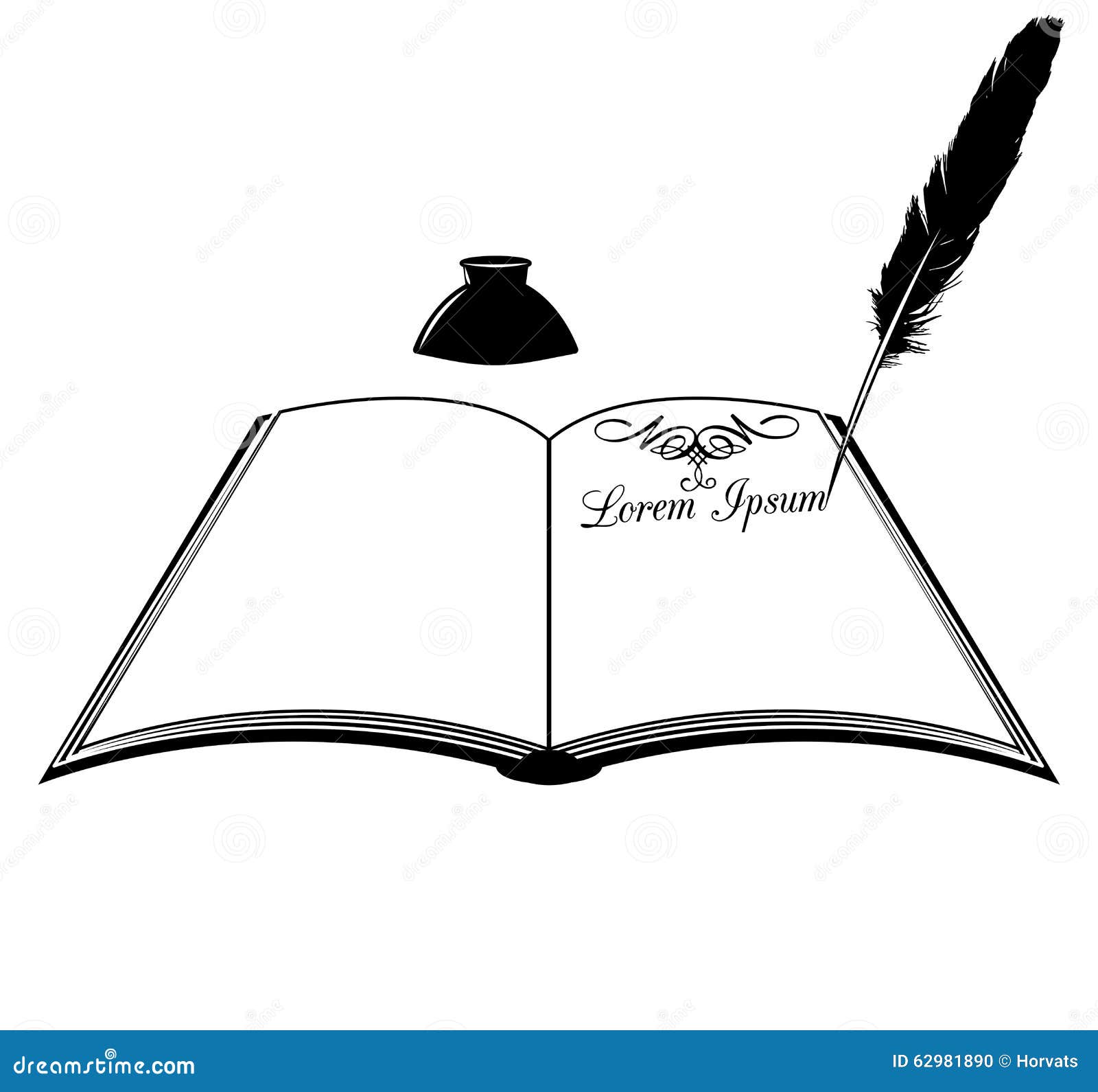 Tintero y pluma del libro ilustración del vector. Ilustración de vector ...