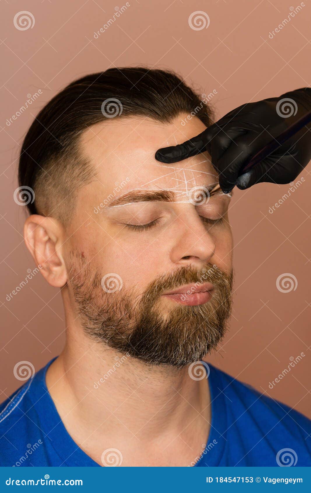 Tinting Brows. Man. Permanent Makeup for Eyebrows. Stock Image - Image ...