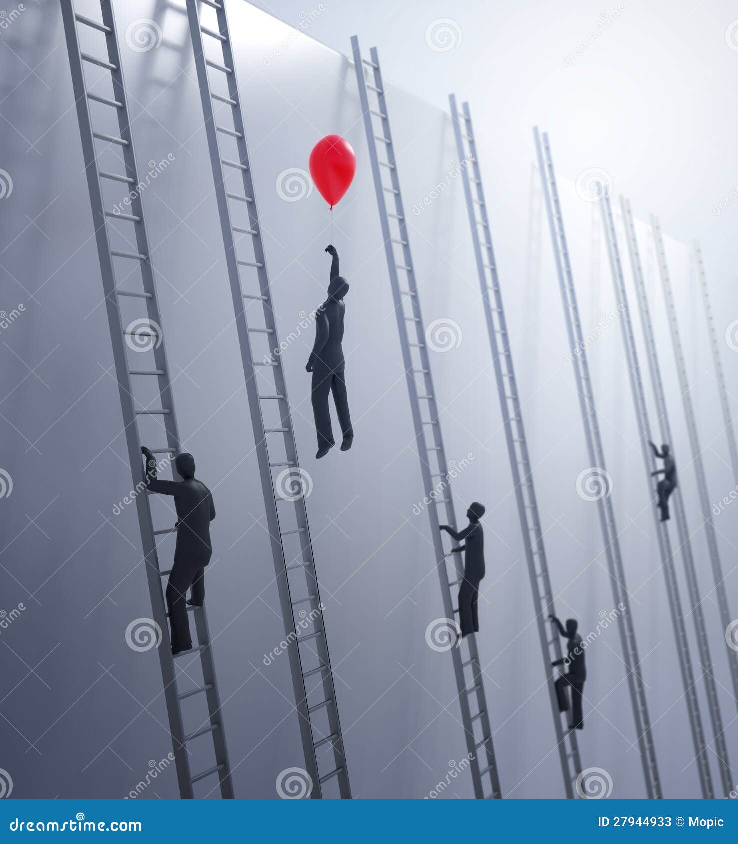 Tiny Abstract People Climbing Ladders Stock Image - Image of ...