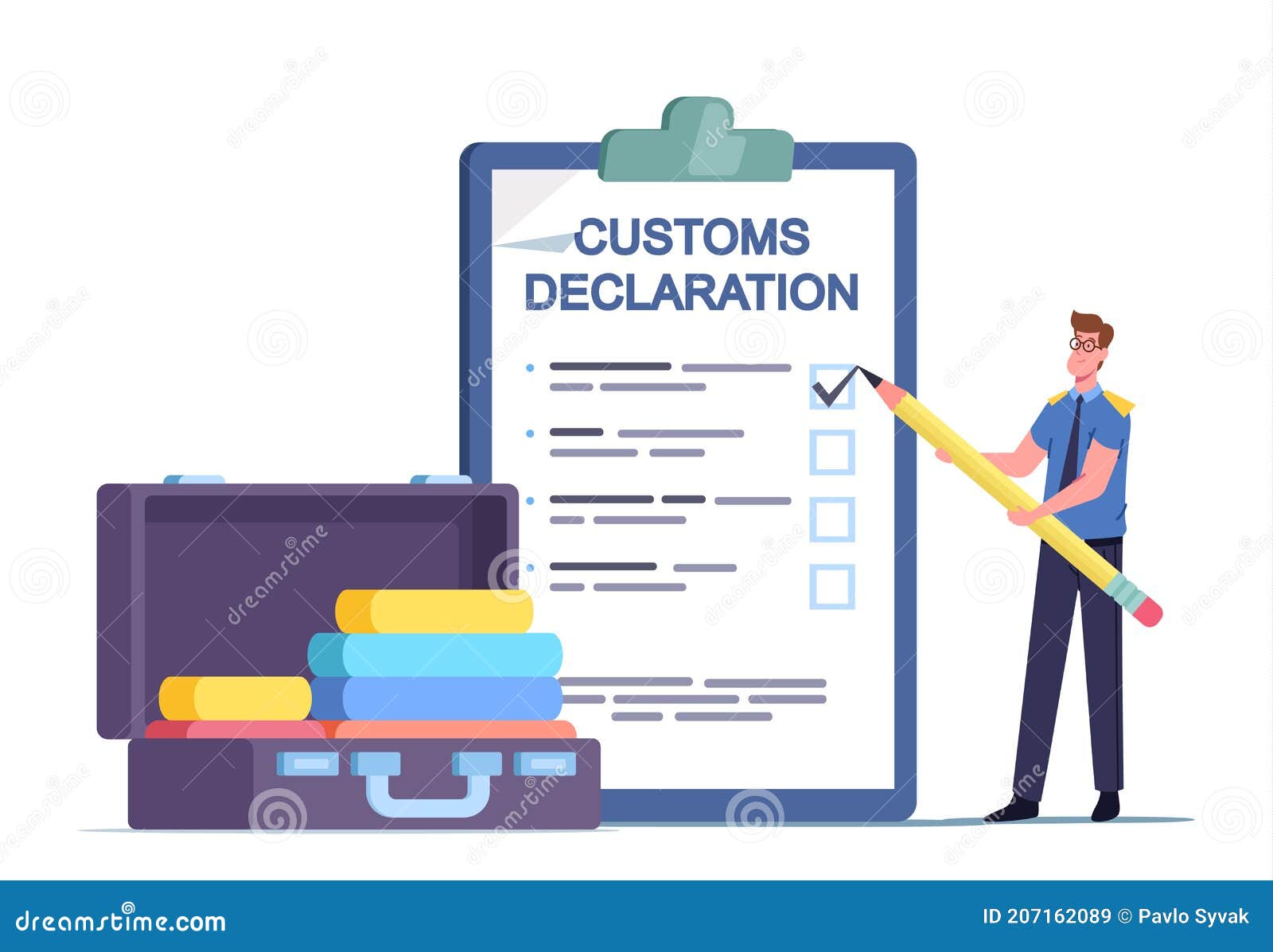 Tiny Airport Security, Customs Officer Character Filling Huge ...