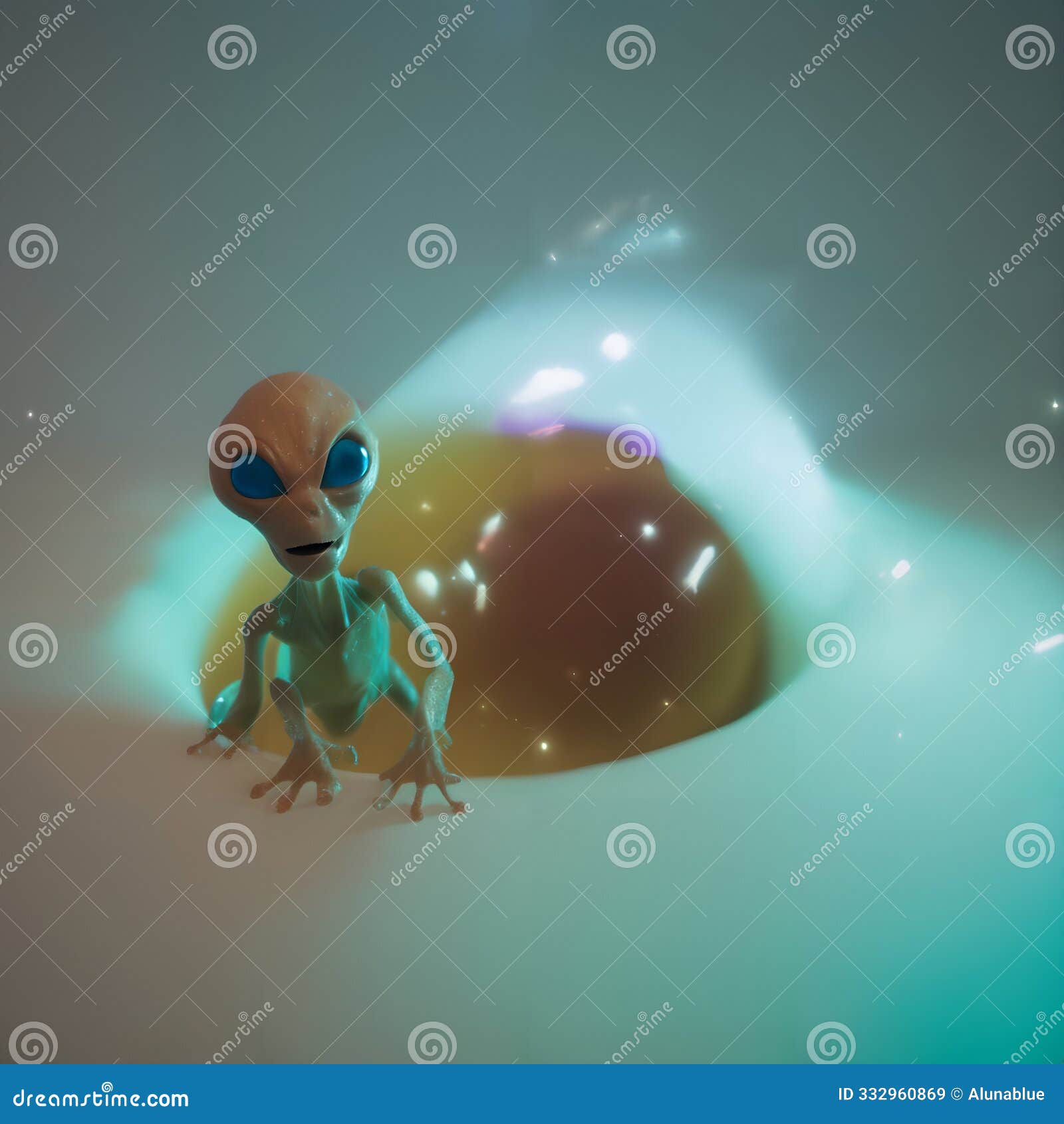 Tiny Alien Emerging from a Glowing Cosmic Egg Stock Image - Image of ...