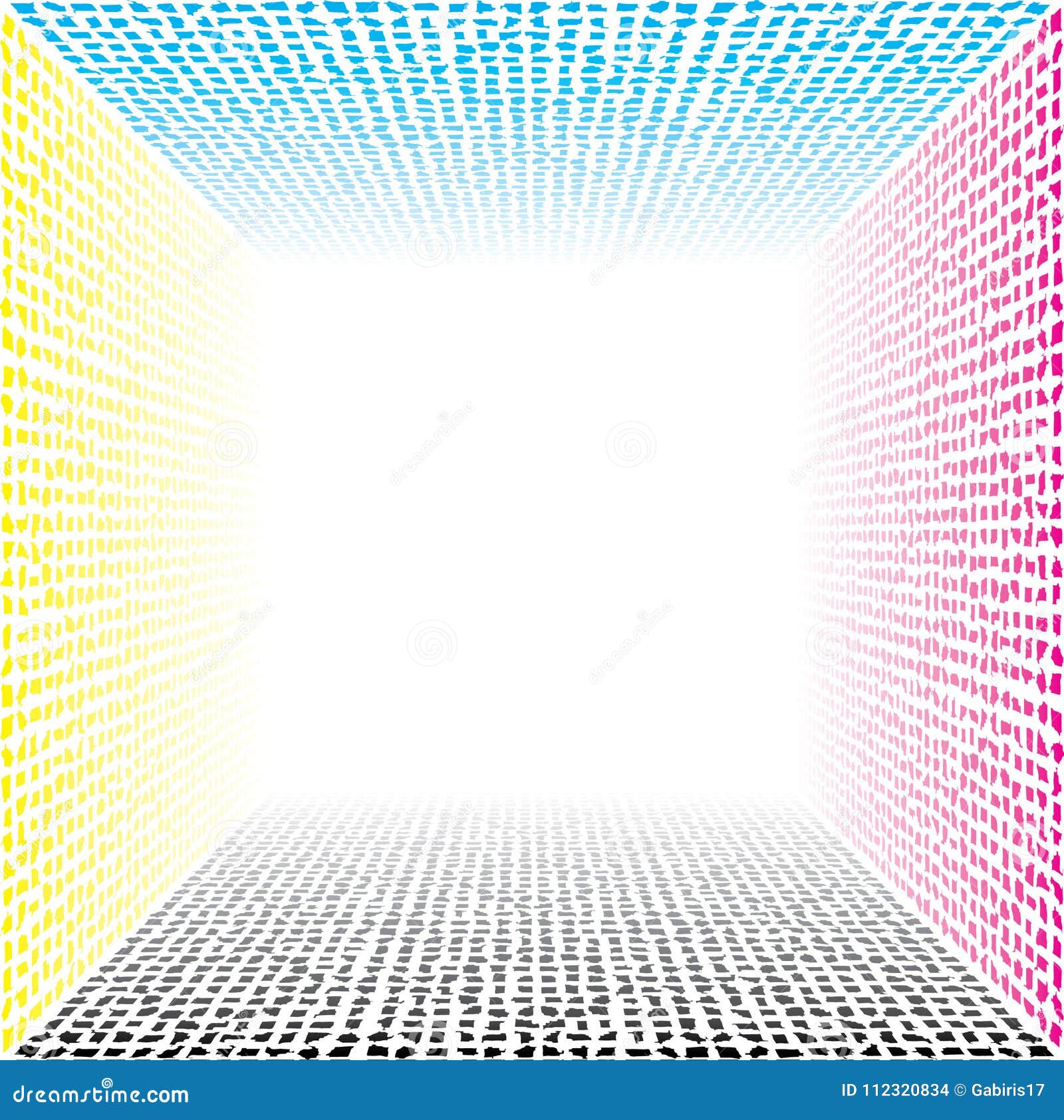 Amorphous Tiny Shapes Comprising 3D Distorted, Fading Frame in CMYK ...