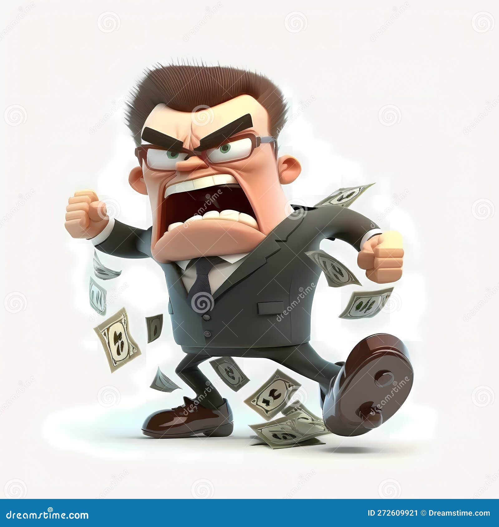 Tiny Angry Businessman Throw Money. Generative AI Stock Image - Image ...
