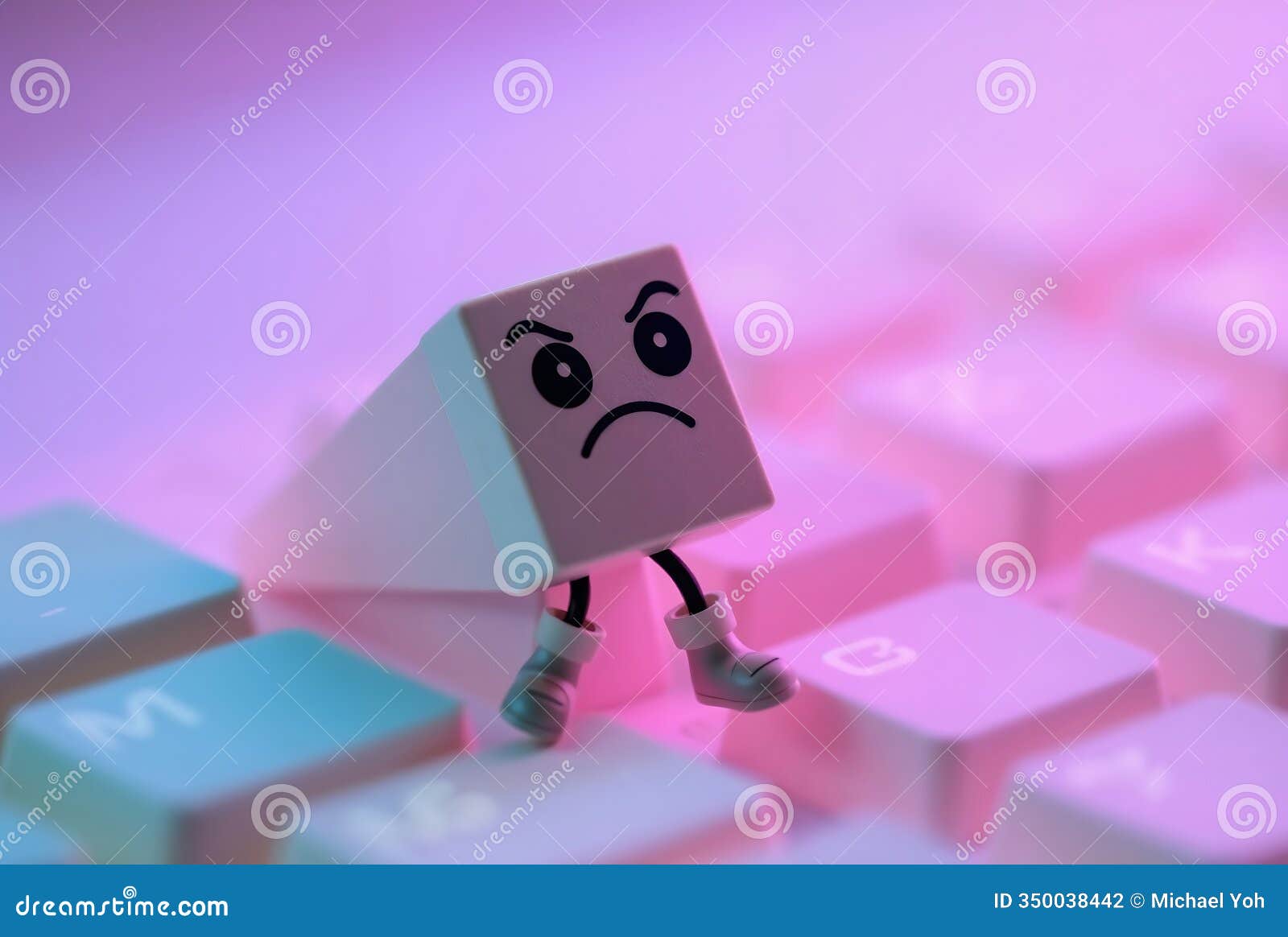 Grumpy Keycap: a Surreal, Moody Close-up on Keyboard Stock Illustration ...