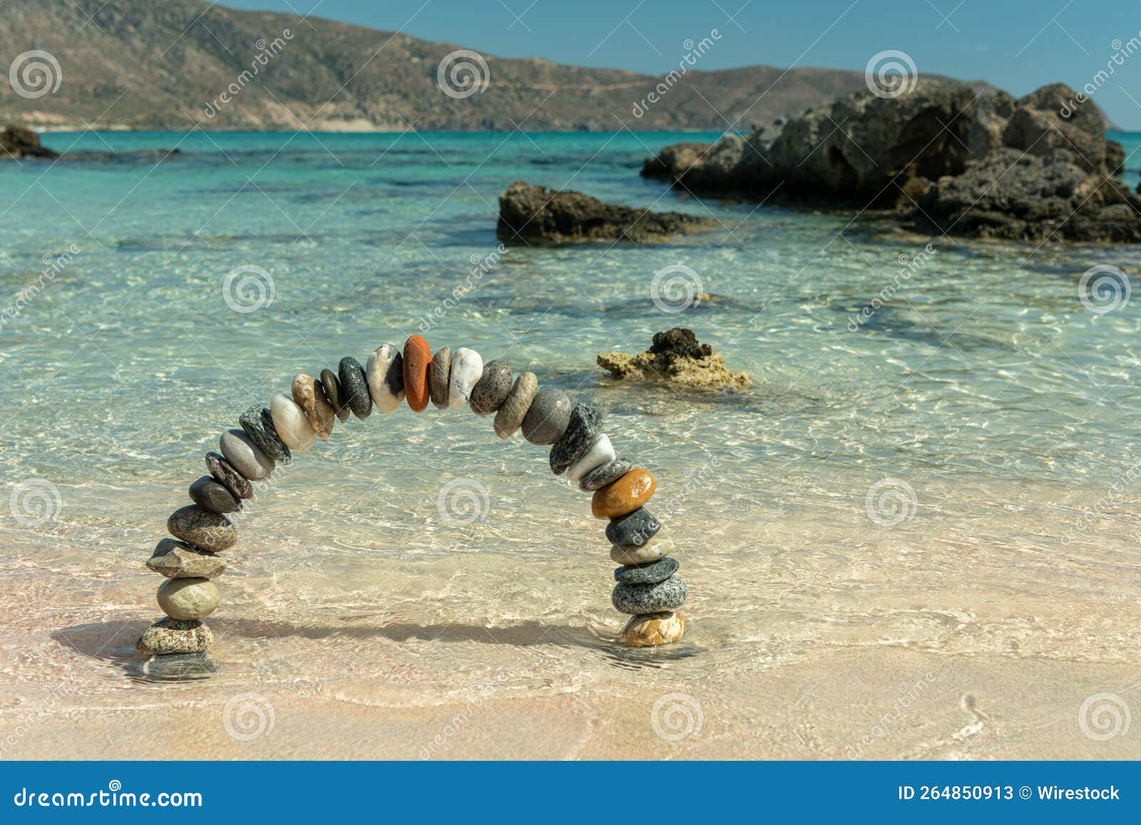 Tiny Arch Made of Bright Stones in the Shape of Circles with an Island ...