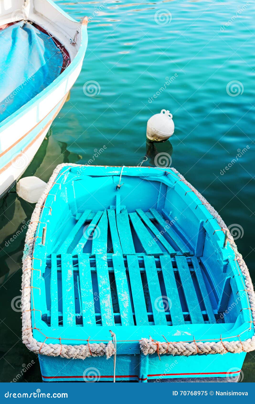 Tiny Blue dingy stock image. Image of harbour, boat, color - 70768975