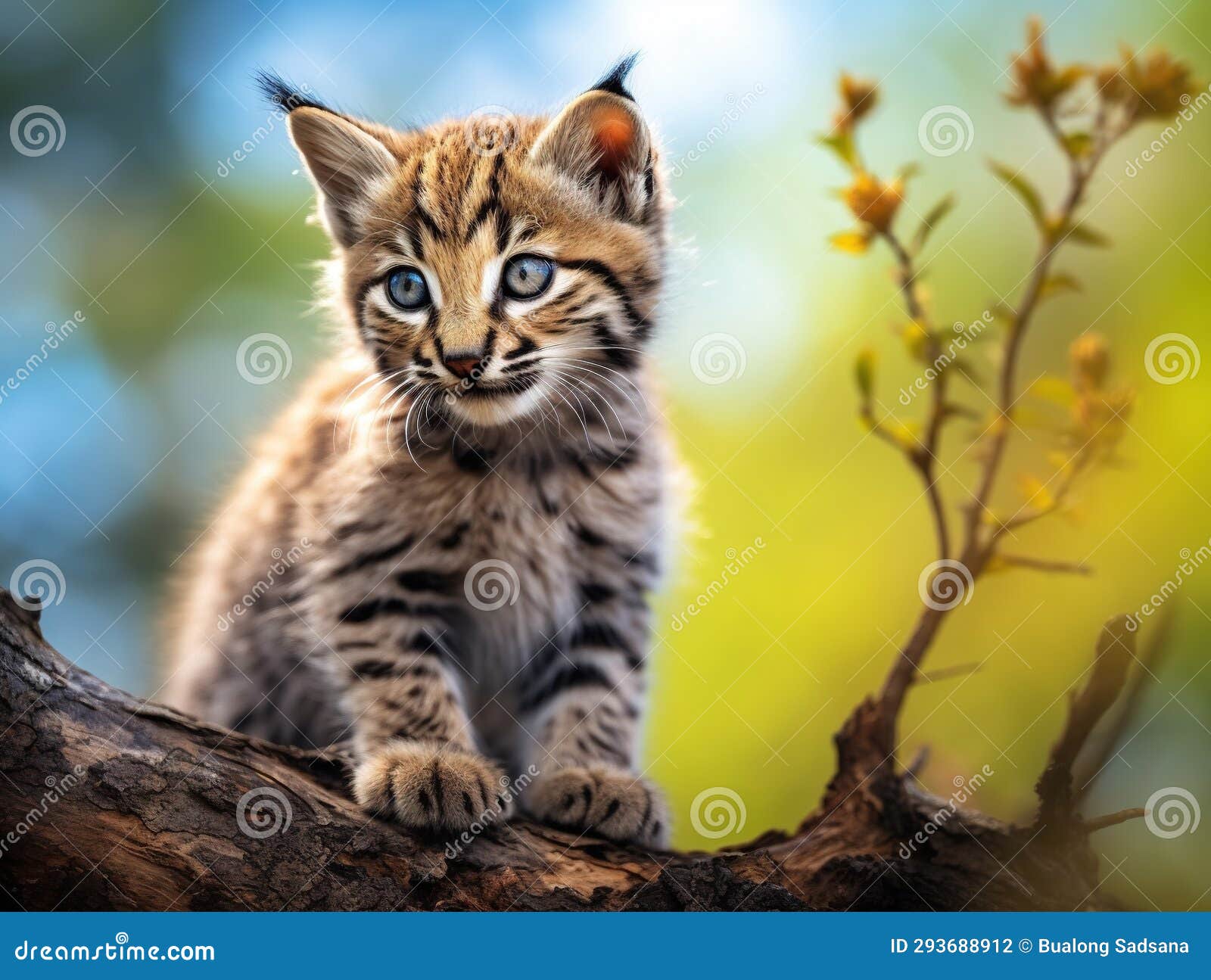Ai Generated Illustration Wildlife Concept of Tiny Bobcat Kitten Stock Illustration ...