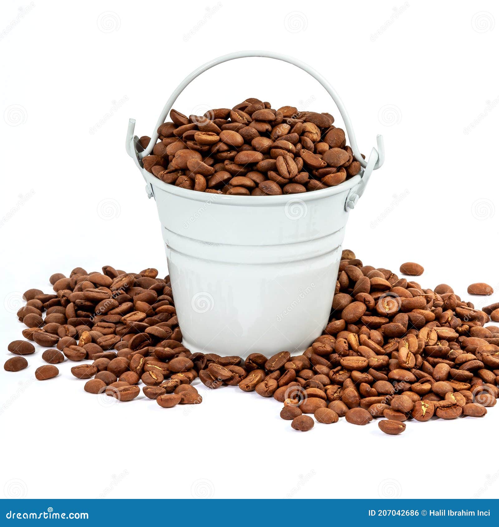 Tiny Bucket Full of Coffee Beans Stock Photo - Image of eatery, drink ...