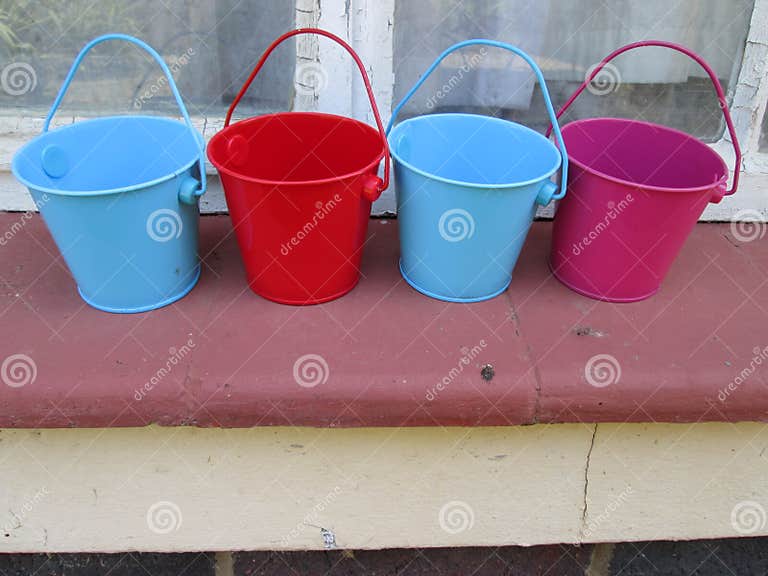 Tiny Buckets. stock image. Image of equipment, metal - 85560303