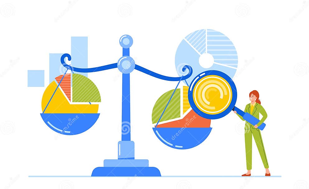 Tiny Business Character Analyzing Circular Chart on Huge Scales ...