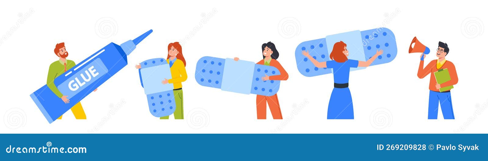 Successful Glue The Stick Above Character Table Vector Illustration ...