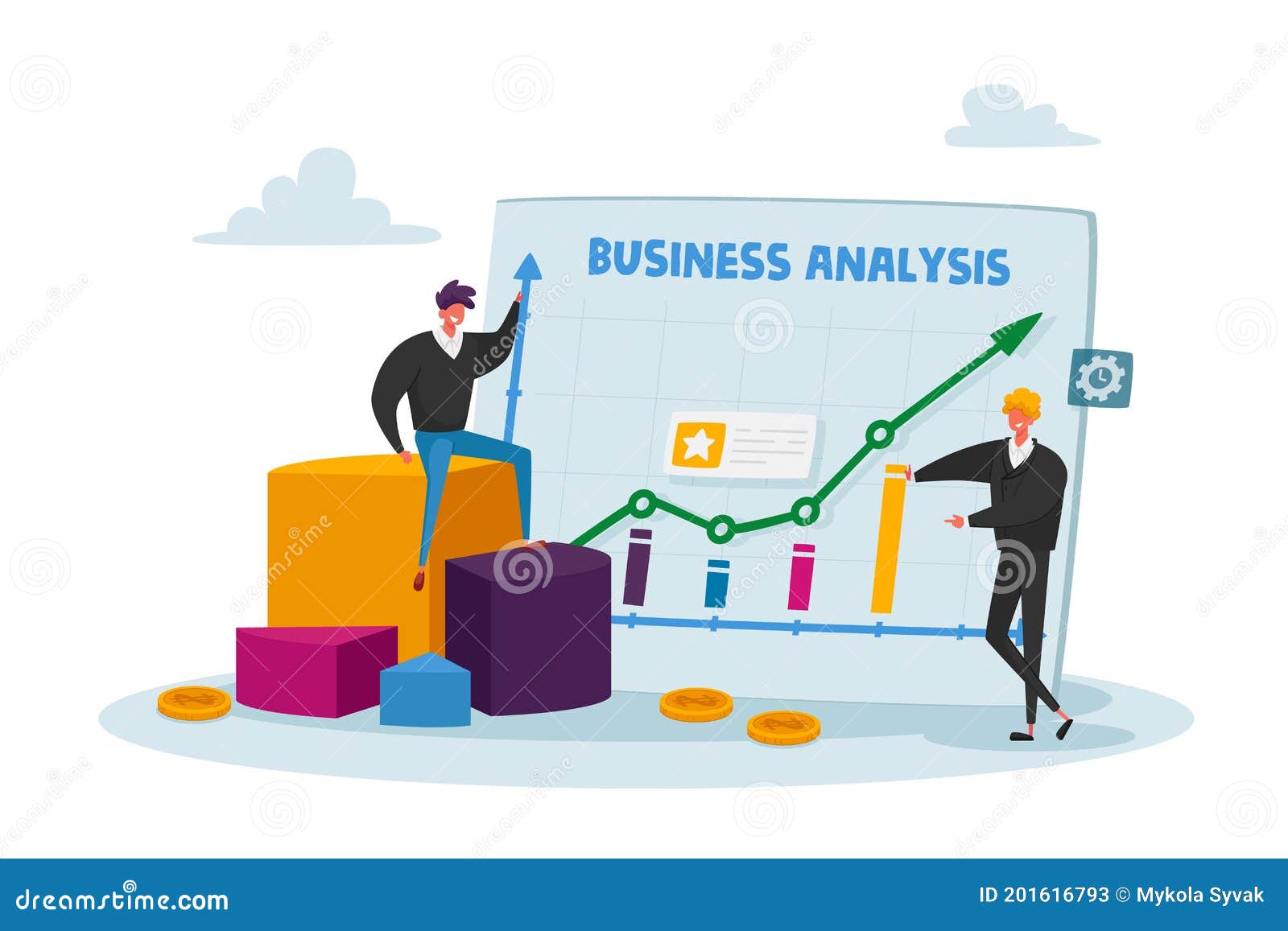 Tiny Business Characters Stand at Huge Analytics Graph with Growing ...