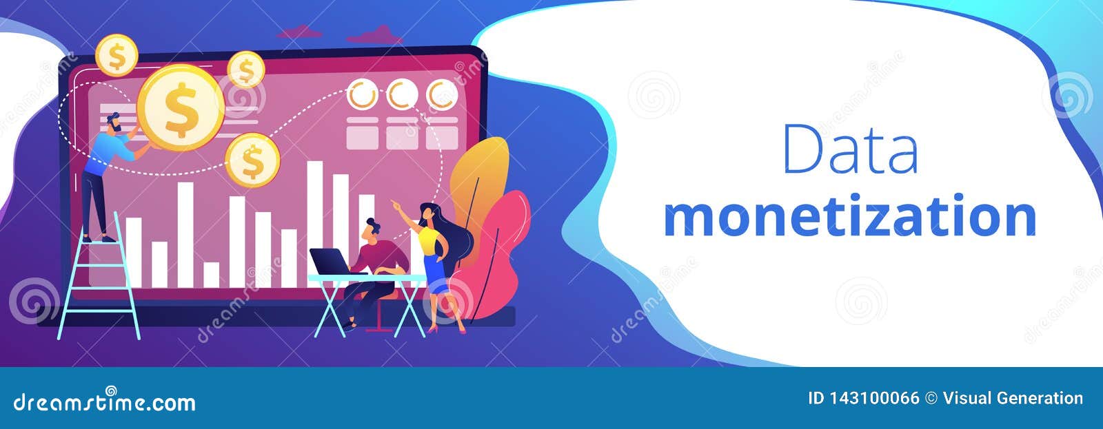 Data Monetization Concept Banner Header. Stock Vector - Illustration of ...