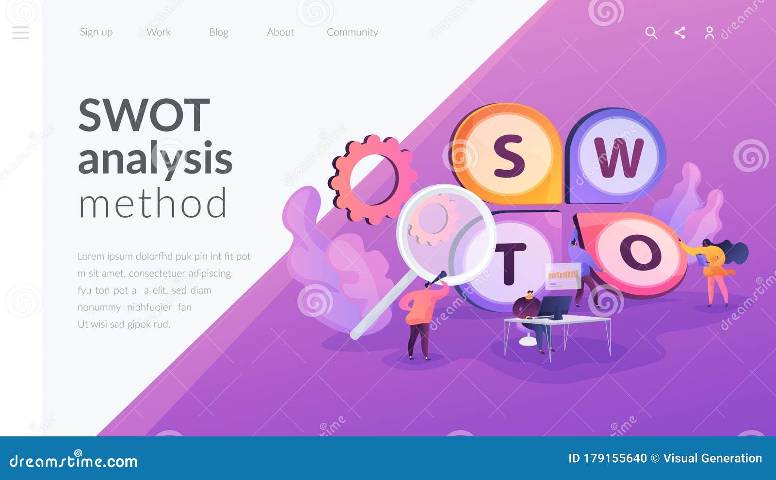 SWOT Analysis Landing Page Template. Stock Vector - Illustration of ...