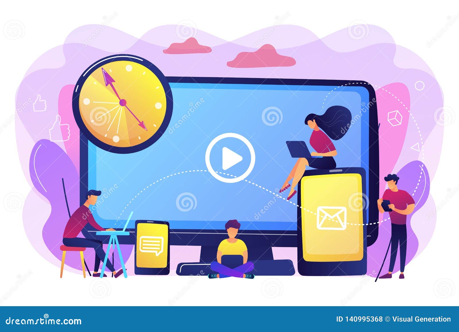 Screen Addiction Concept Vector Illustration. Stock Vector ...