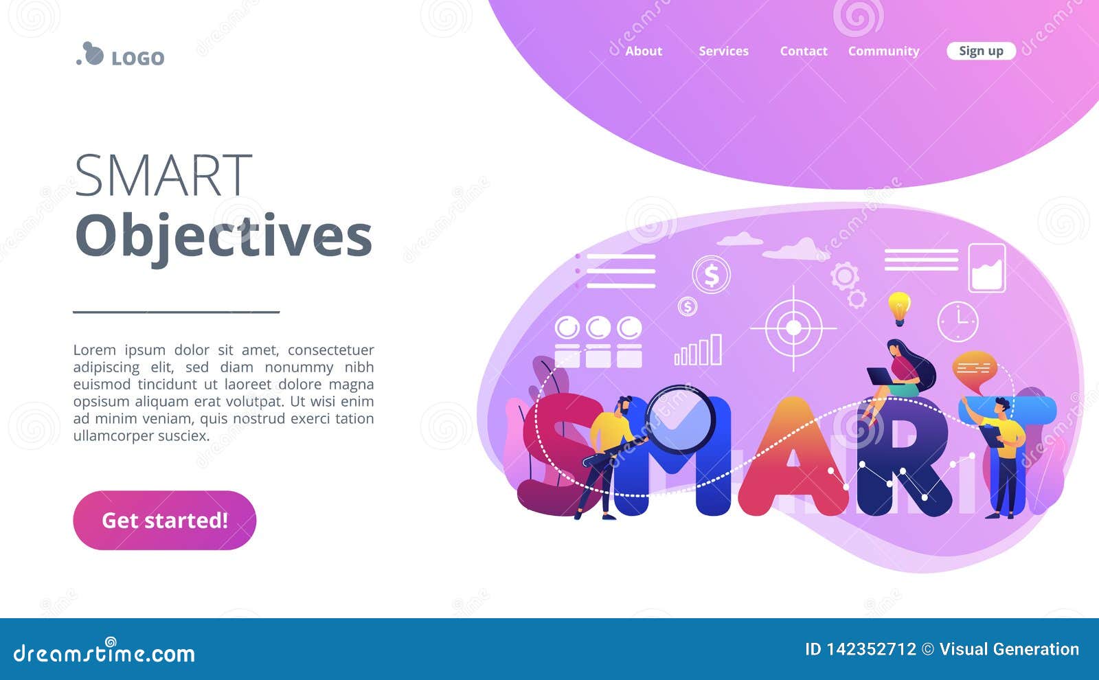 SMART Objectives Concept Landing Page. Stock Vector - Illustration of ...