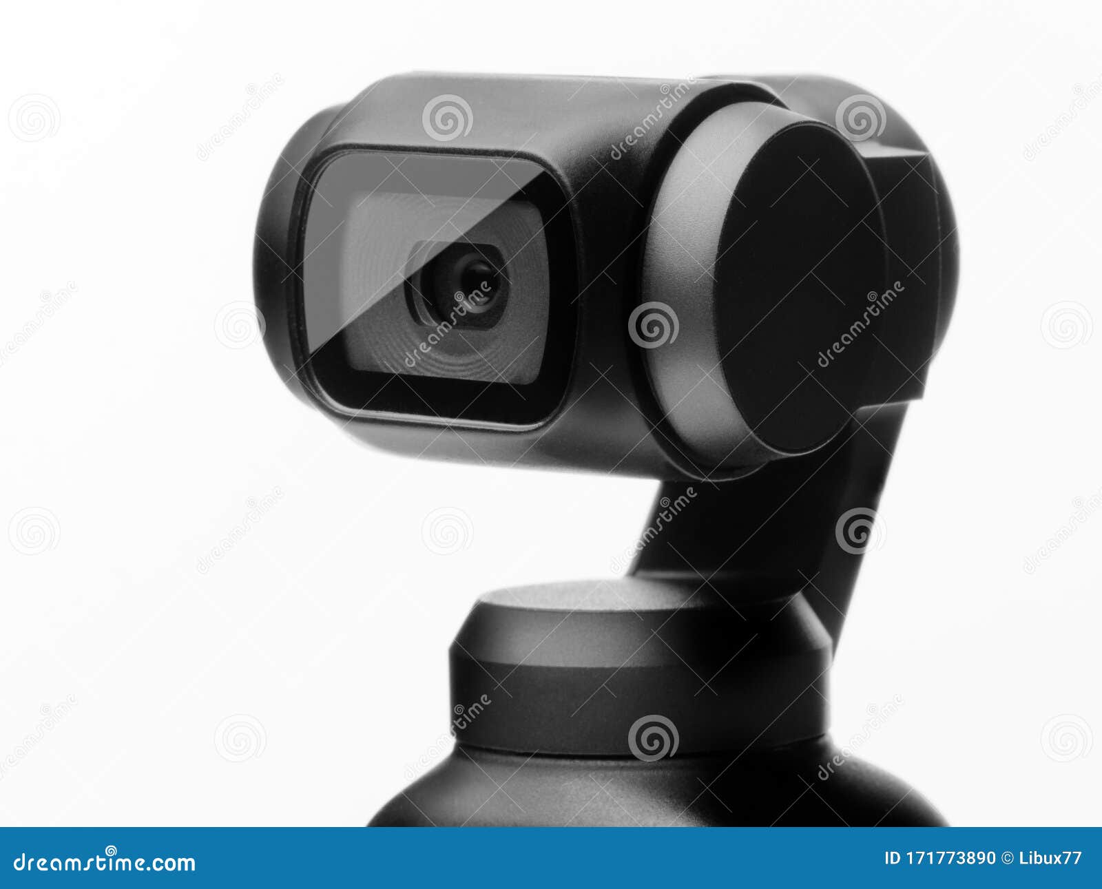 Tiny Camera with Gimbal Closeup Isolated Stock Photo - Image of ...