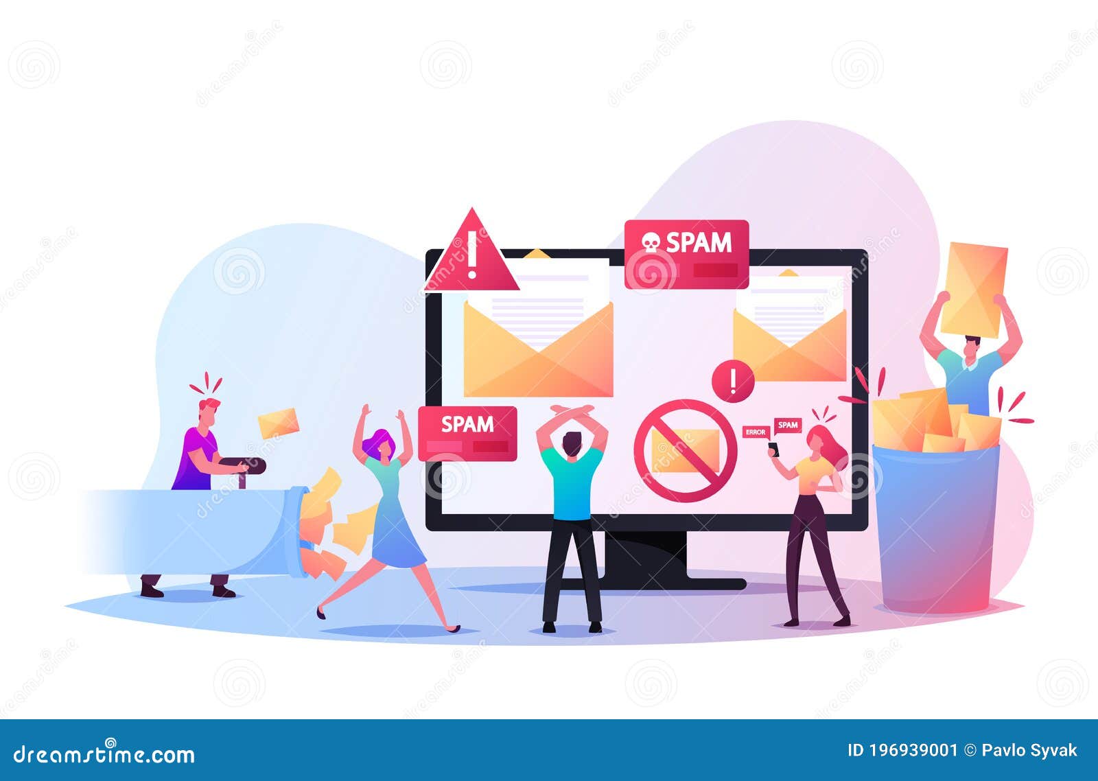 Tiny Characters at Huge Computer with Spam Email Warning Appear on ...