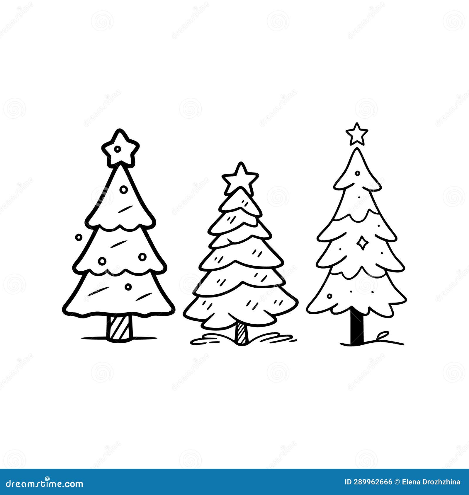 Tiny Christmas Trees Doodle Illustration. Stock Illustration ...