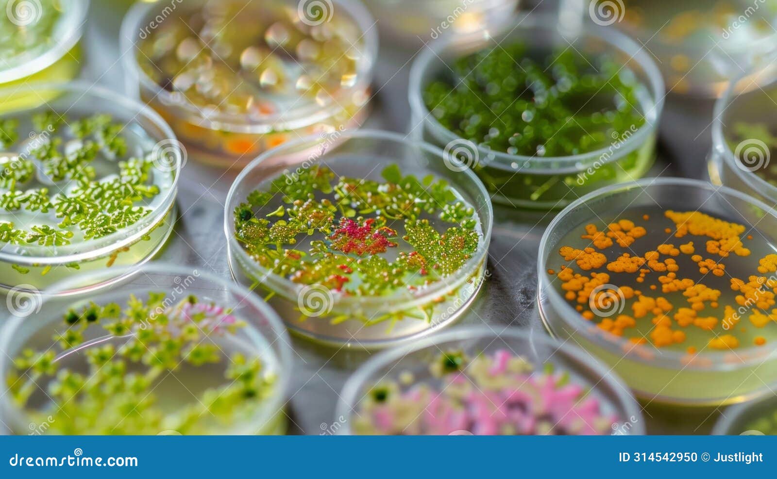 Tiny Colorful Microalgae are Seen in a Petri Dish Being Studied in a ...
