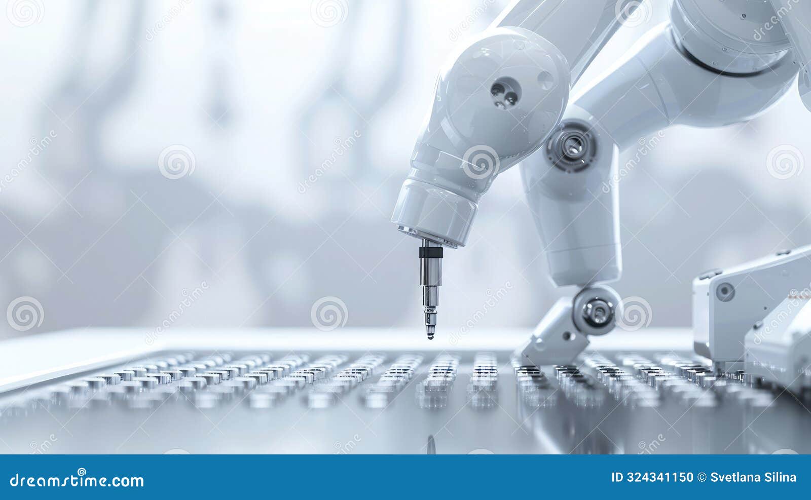 Tiny Components Undergoing Quality Control Checks by a Robotic Arm in ...
