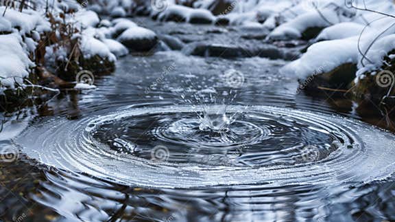A Tiny Creek Ly Visible in the Winter with a Single Mesmerizing Ice ...