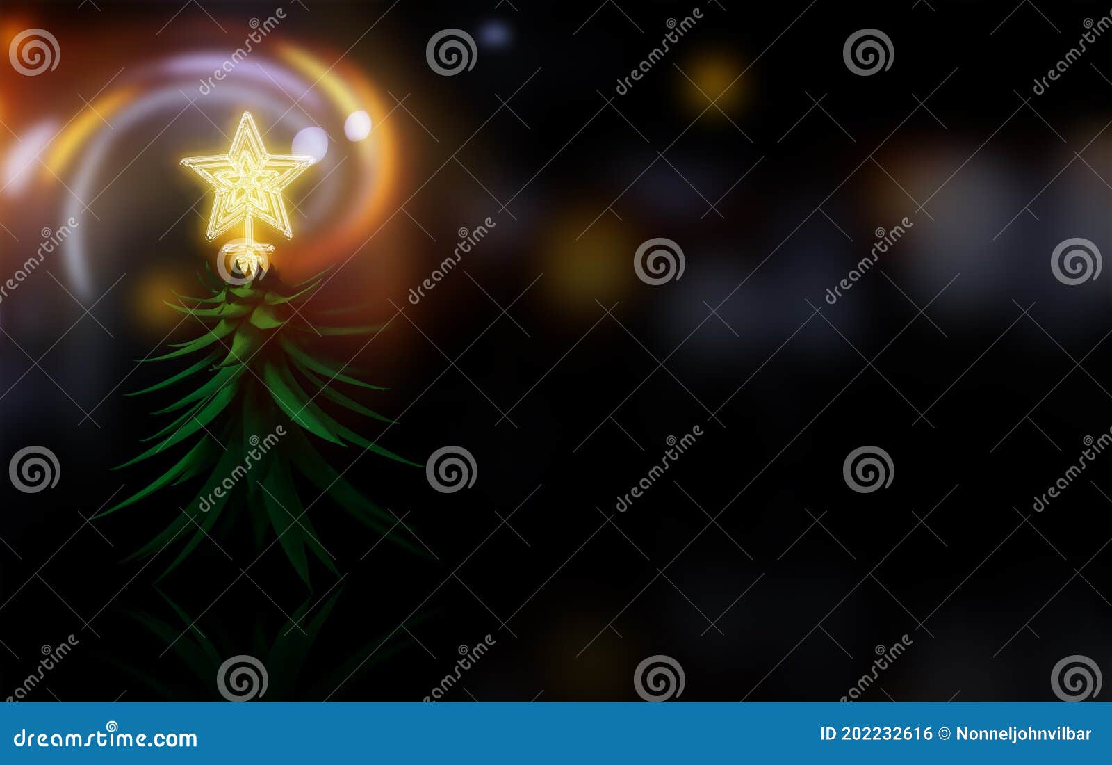 Tiny Cute Dwarf Christmas Tree with Bright Glowing Star Stock Photo ...