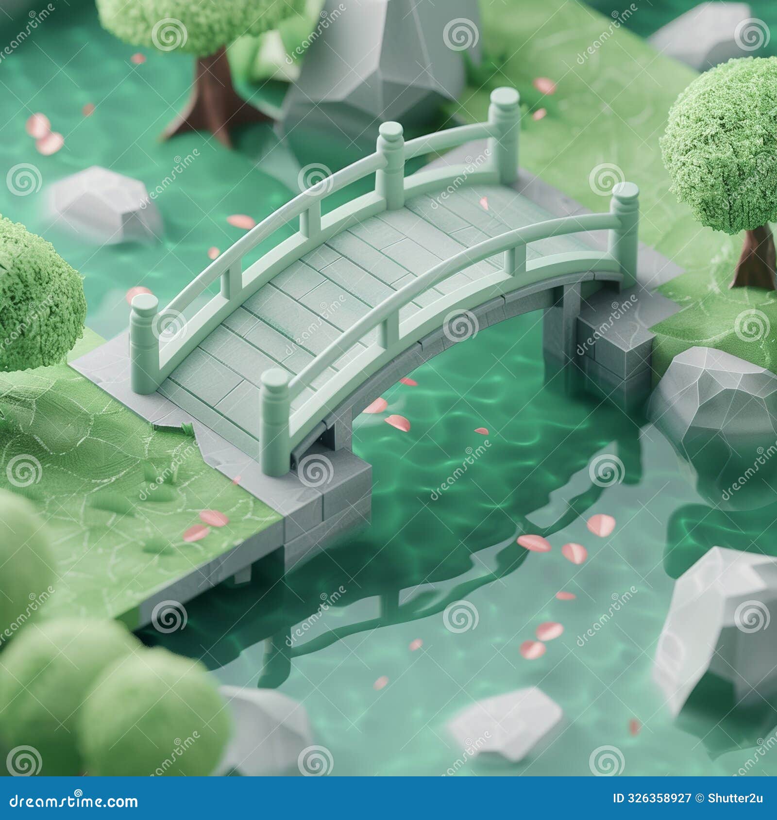 Tiny Cute Isometric Bridge Soft Smooth Lighting Stock Illustration ...