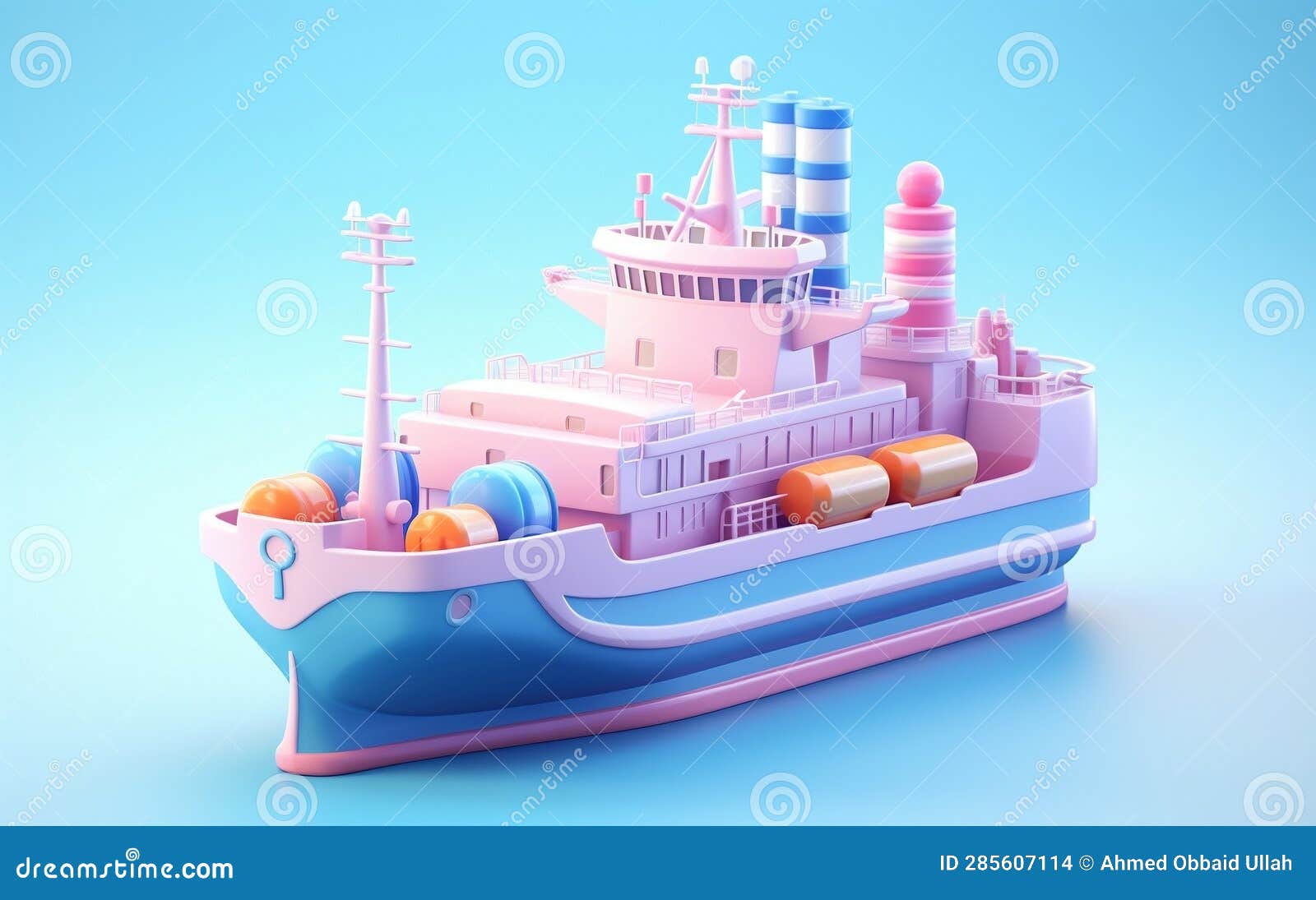 Tiny Cute Isometric Cargo Ship Emoji - Soft, Smooth Design, Generative ...