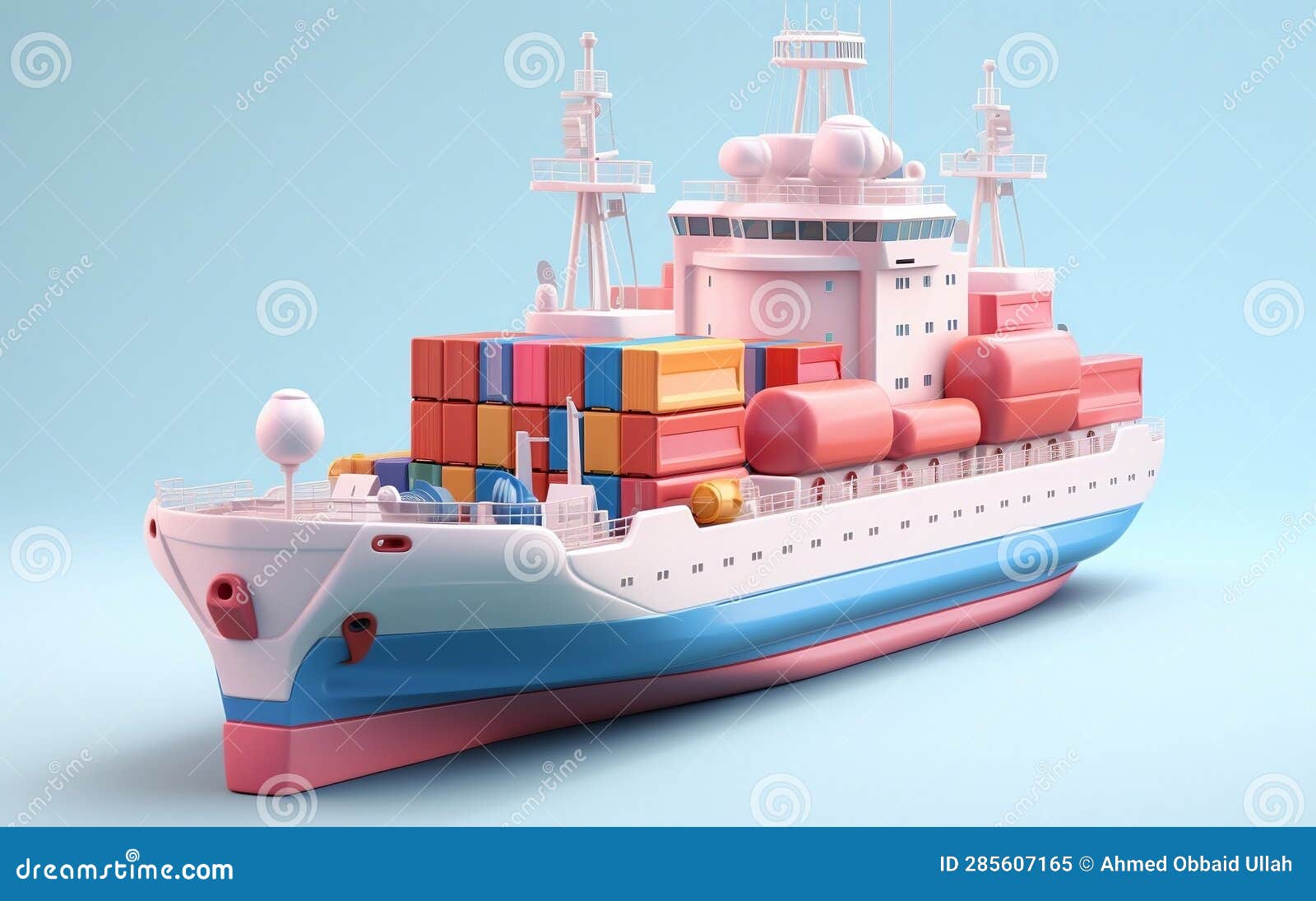 Tiny Cute Isometric Cargo Ship Emoji - Soft, Smooth Design, Generative ...
