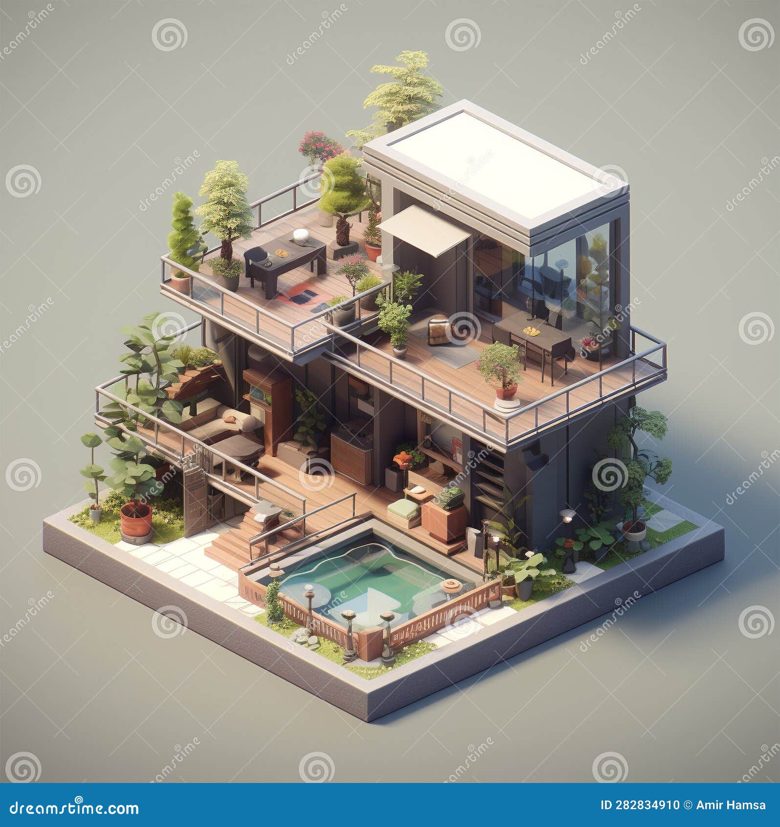 Tiny Cute Isometric of House Stock Illustration - Illustration of ...