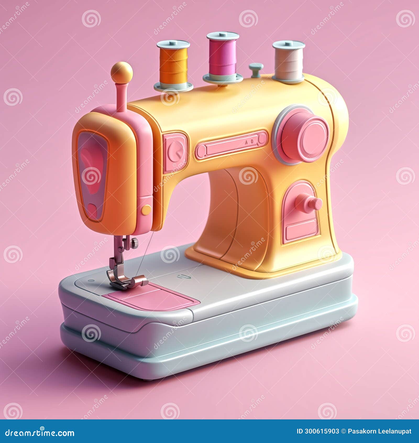 Tiny Cute Isometric Sewing Machine, Soft Lighting, Soft Pastel C Stock ...
