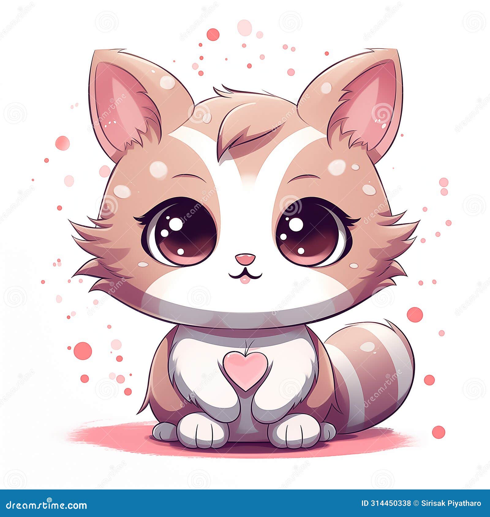 Tiny Cute Pastel Cat Isolated Stock Illustration - Illustration of ...