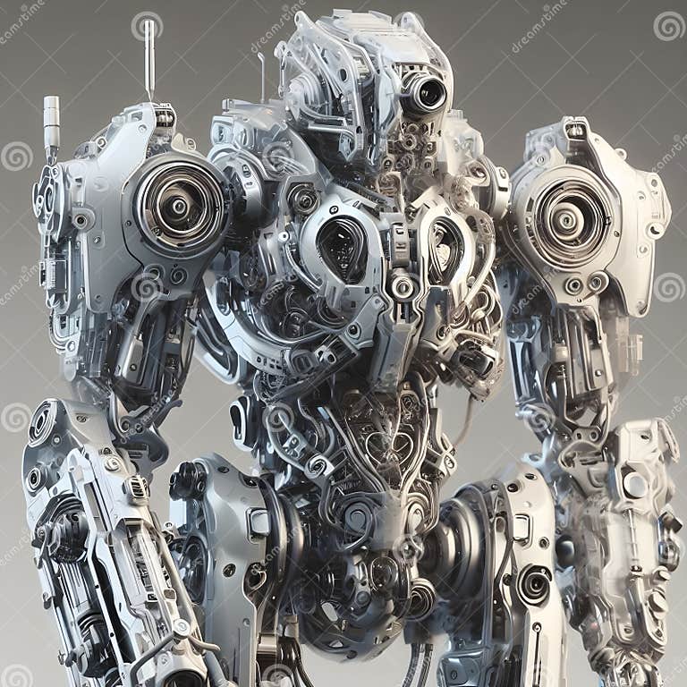 A Tiny Cute Translucent Polycarbonate Sci-fi Robot. Stock Illustration ...